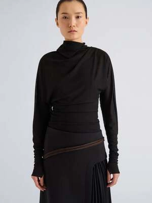 Proenza Schouler Golda Jersey Top - Black