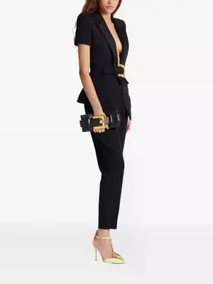 Balmain Belted Grain-de-poudre Blazer - Black