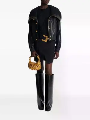 Balmain Grain De Poudre Belt-detail Mini Skirt - Black