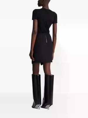 Balmain Grain De Poudre Belt-detail Mini Skirt - Black