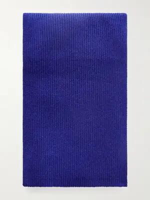 William Lockie Ribbed Cashmere Scarf - Blue