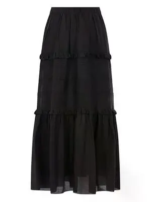 MARANT ETOILE Tiered Maxi Skirt With Ruffle Detail - Black