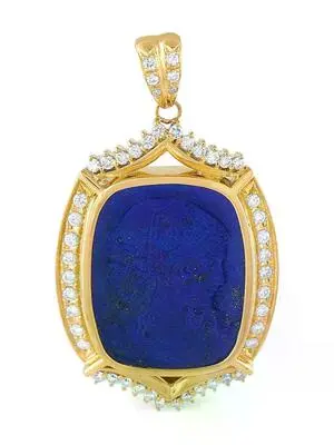 LB EXCLUSIVE 18k Yellow Diamond And Lapis Pendant - Gold