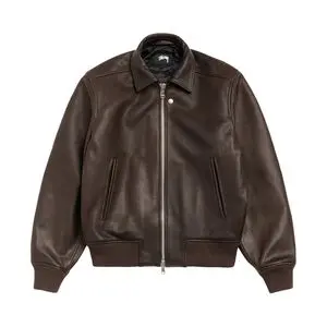 StÜssy Leather Flight Jacket - Brown