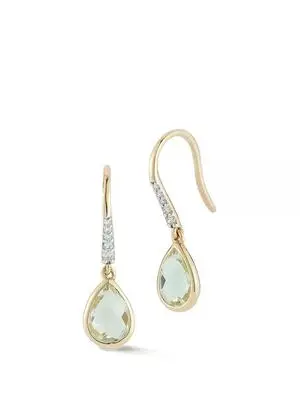Mateo Green Amethyst And Diamond Drop Earrings In 14k Yellow
