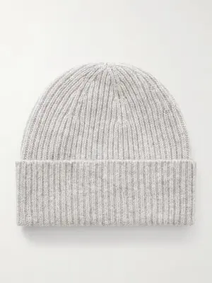 William Lockie Ribbed Cashmere Beanie Gray
