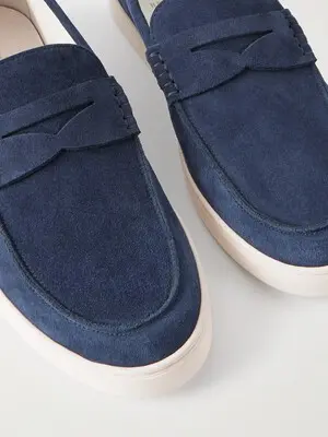Brunello Cucinelli Suede Penny Loafers - Blue