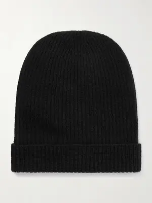THE ELDER STATESMAN Ribbed Cashmere Beanie - Black