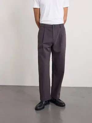 Folk Cropped Wide-leg Striped Cotton-seersucker Trousers - Blue