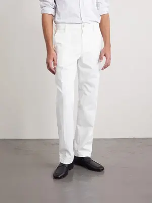 Canali Straight-leg Cotton-blend Twill Trousers - Neutrals