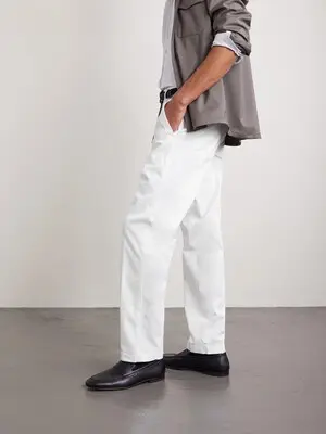 Canali Straight-leg Cotton-blend Twill Trousers - Neutrals