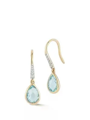 Mateo 14k Yellow Blue Topaz And Diamond Drop Earrings