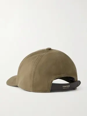 TOM FORD Leather-trimmed Logo Baseball Cap - Green