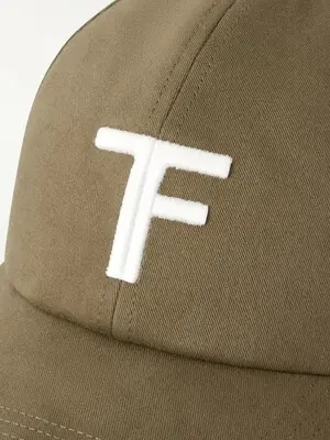 TOM FORD Leather-trimmed Logo Baseball Cap - Green
