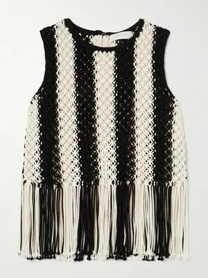 Zimmermann Wanderlust Fringed Macramé Top