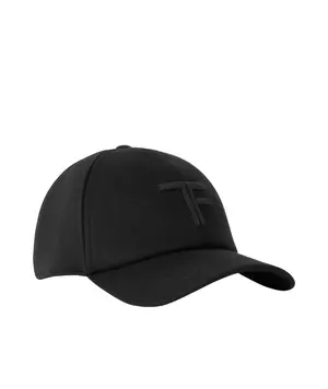 TOM FORD Leather-trimmed Logo-embroidered Cashmere Baseball Cap - Black