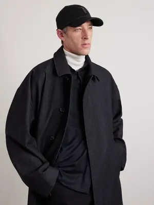 TOM FORD Leather-trimmed Logo-embroidered Cashmere Baseball Cap - Black
