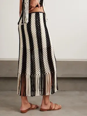 Zimmermann Wanderlust Striped Macramé Maxi Skirt