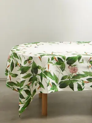 La DoubleJ Beto Val Large Printed Linen Tablecloth - Green