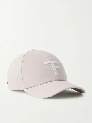 TOM FORD Leather-trimmed Logo-embroidered Baseball Cap - Neutrals