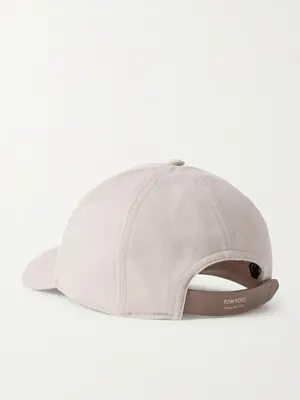 TOM FORD Leather-trimmed Logo-embroidered Baseball Cap - Neutrals