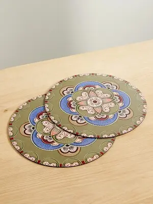 La DoubleJ Set Of Two Wood Placemats - Green