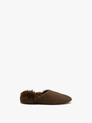Proenza Schouler Ruched Tee Shearling Slippers