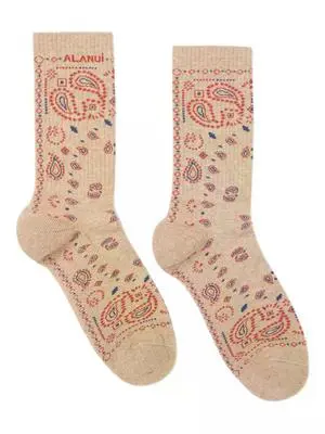 Alanui Paisley-print Ankle Socks - Neutrals