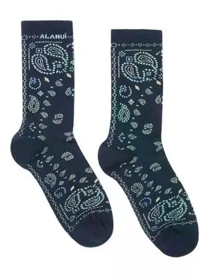Alanui Paisley-print Socks - Blue