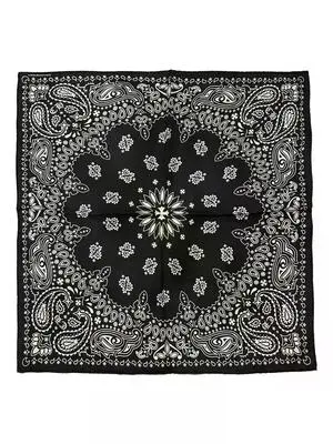 Chrome Hearts Paisley Floral Silk Scarf - Black