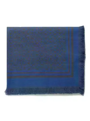 FERRAGAMO Geometric-pattern Fringed Scarf - Blue