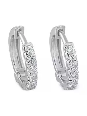 LB EXCLUSIVE 18k White Gold Diamond Huggie Earrings - Silver
