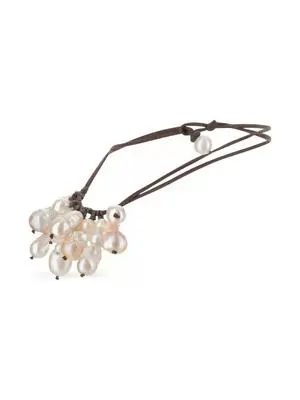 MELA Pearl Embellished Suede Necklace
