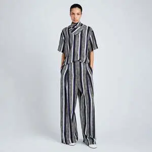 Proenza Schouler Printed Silk Habotai Amira Pant - Black Multi