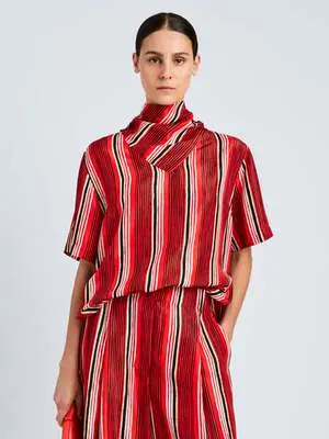 Proenza Schouler Amira Striped Top - Vermillion Multi