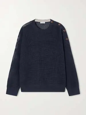 Brunello Cucinelli Waffle-knit Cashmere Sweater - Navy