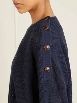 Brunello Cucinelli Waffle-knit Cashmere Sweater - Navy