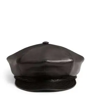 Valentino Garavani Leather Beret With Vlogo Signature - Black