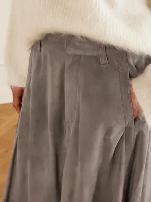 Brunello Cucinelli Flared Suede Midi Skirt