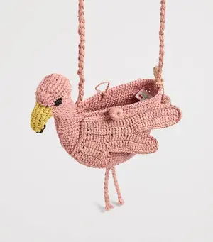 Bonpoint Raffia Flamingo Handbag