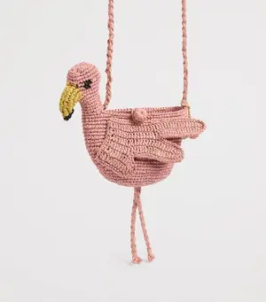 Bonpoint Raffia Flamingo Handbag