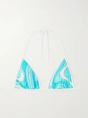 Emilio Pucci Printed Triangle Bikini Top - Blue