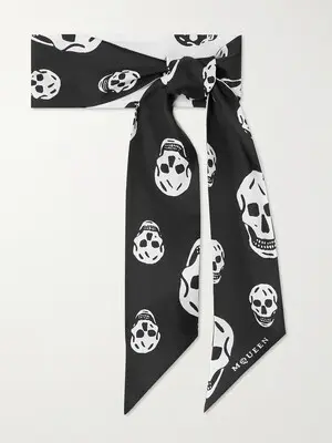 Alexander McQueen Printed Silk-twill Scarf - Black