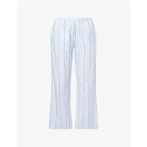 Hanro Loungy Nights Striped Cotton-poplin Pyjama Bottoms - Powder Blue Stripe