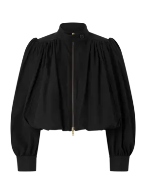 Chloé Cropped Gathered Cotton-canvas Jacket - Black