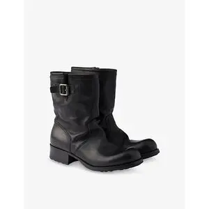 Prada Buckle-detail Leather Mid-calf Boots