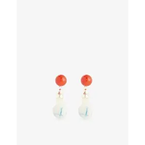 Completedworks Beak Sterling-silver, Resin And Agate Drop Earrings - Red / Blue