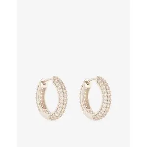 DARKAI 18ct Gold-plated Diamond Hoop Earrings - White