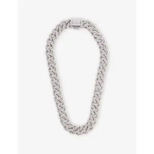 DARKAI Hammered Cuban Chain Necklace - White Metal