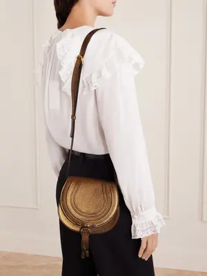 Chloé Marcie Metallic Crinkled-leather Shoulder Bag - Gold